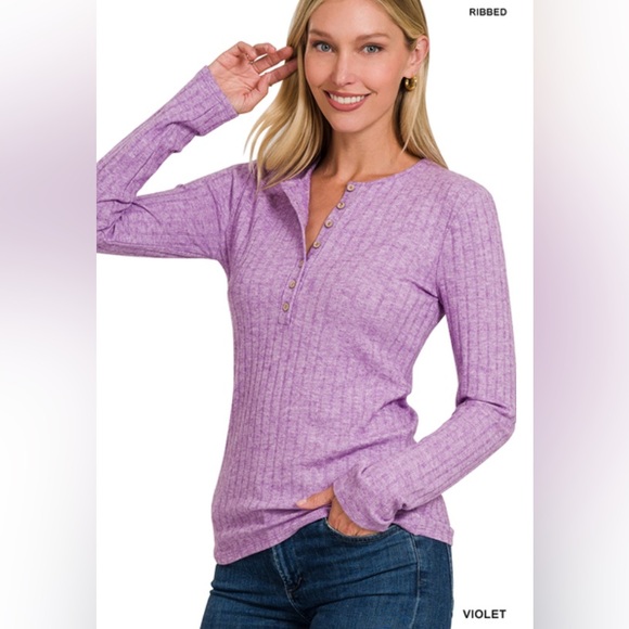 Zenana Outfitters | Tops | Nwt Zenana Ribbed Long Sleeve Button Down ...
